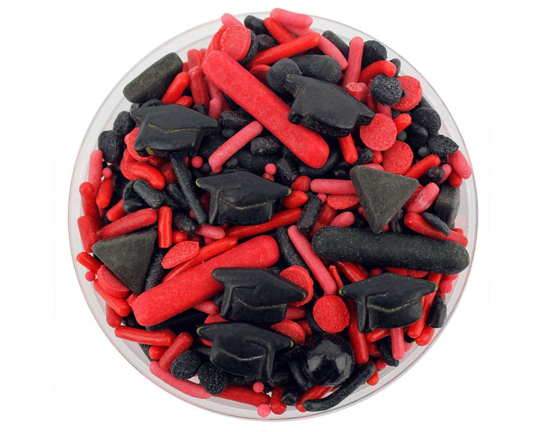 Red & Black Graduation Sprinkle Blend - Red and Black Blend of Jimmies ...