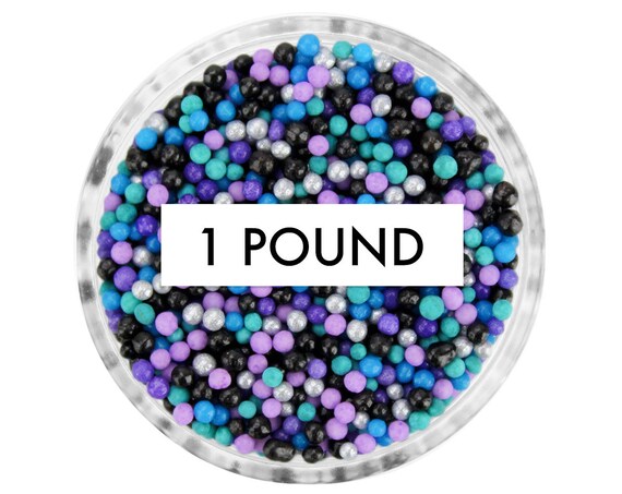 & black sixlets silver dragees and silver stars in purple Galaxy ...