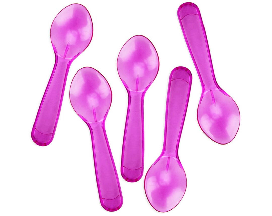 Mini Crystal Purple Ice Cream Taster Spoons Tiny Translucent Purple ...
