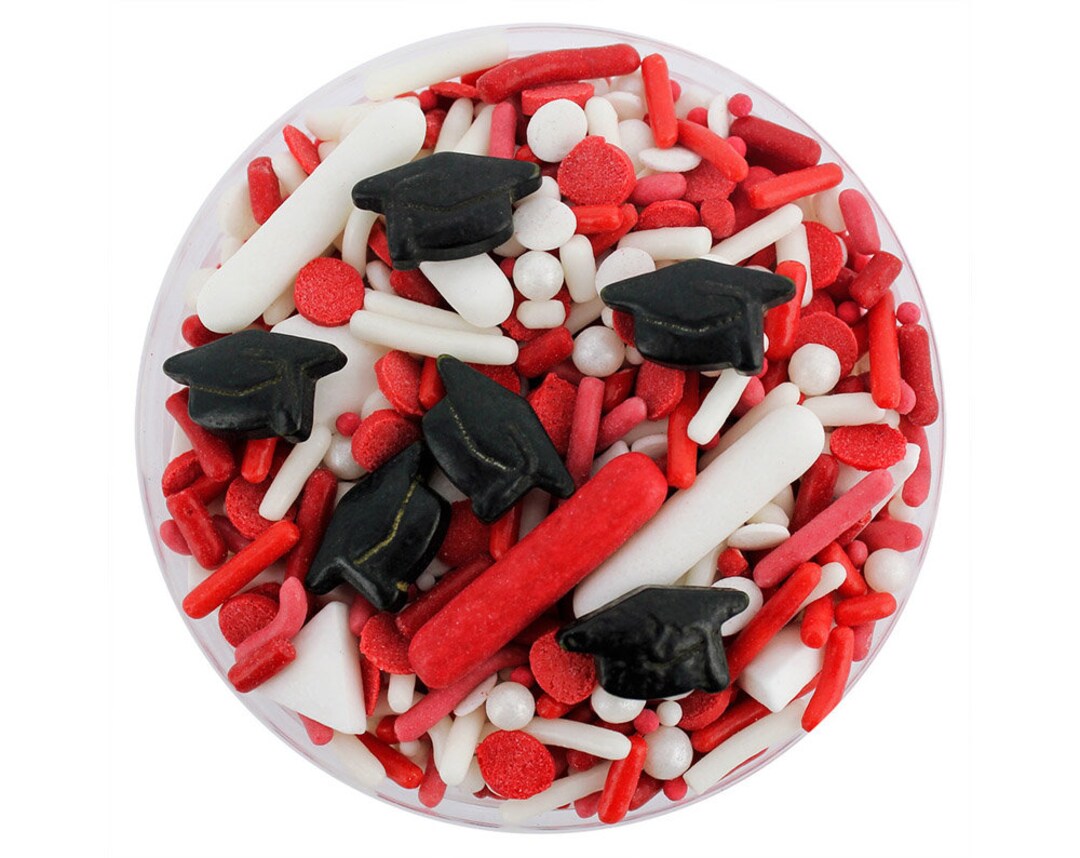 Red & White Graduation Sprinkle Blend - Red and White Blend of Jimmies ...