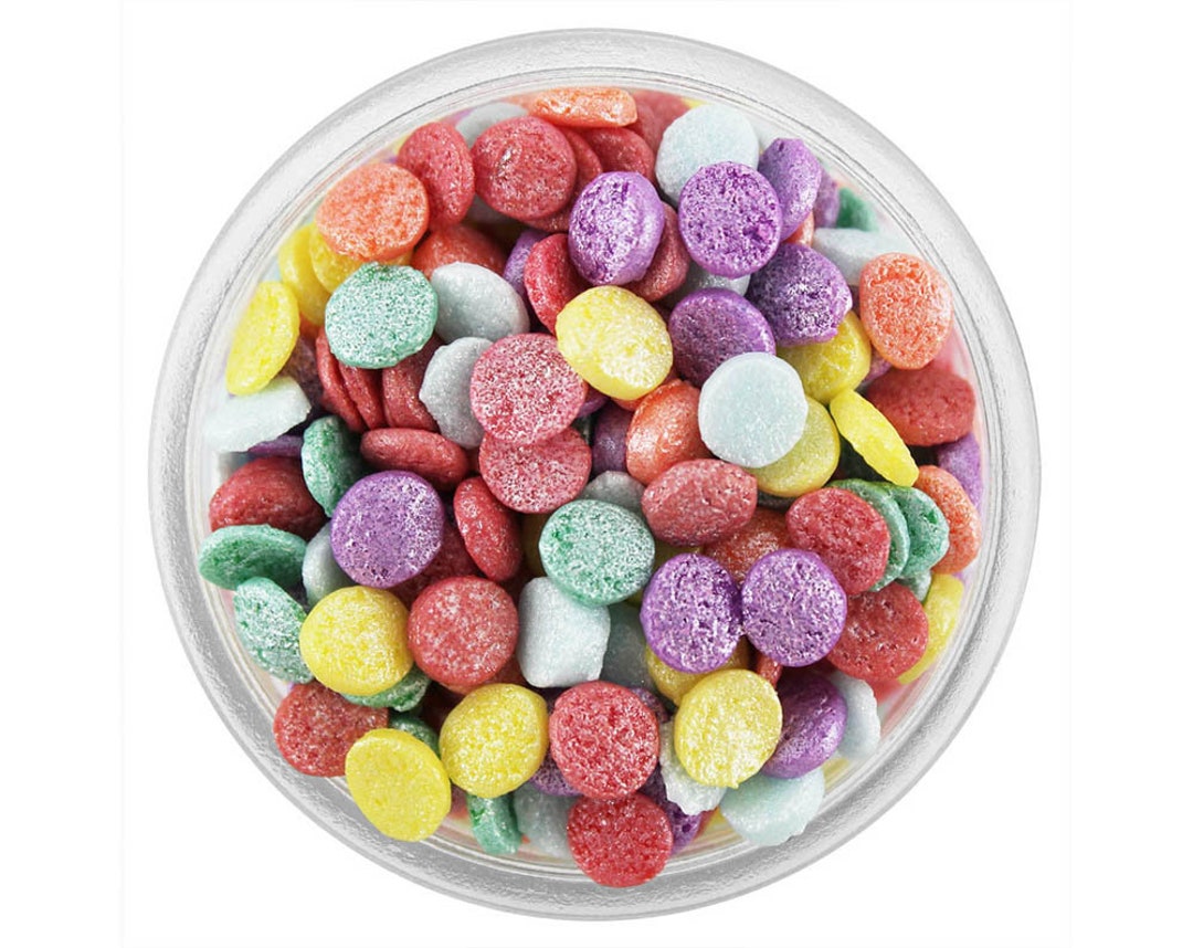 Rainbow Shimmer Confetti Dot Sprinkles, Cake Decorations, Round Edible ...
