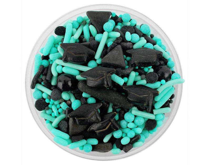 Turquoise & Black Graduation Sprinkle Blend - Black and Aqua Blend of ...