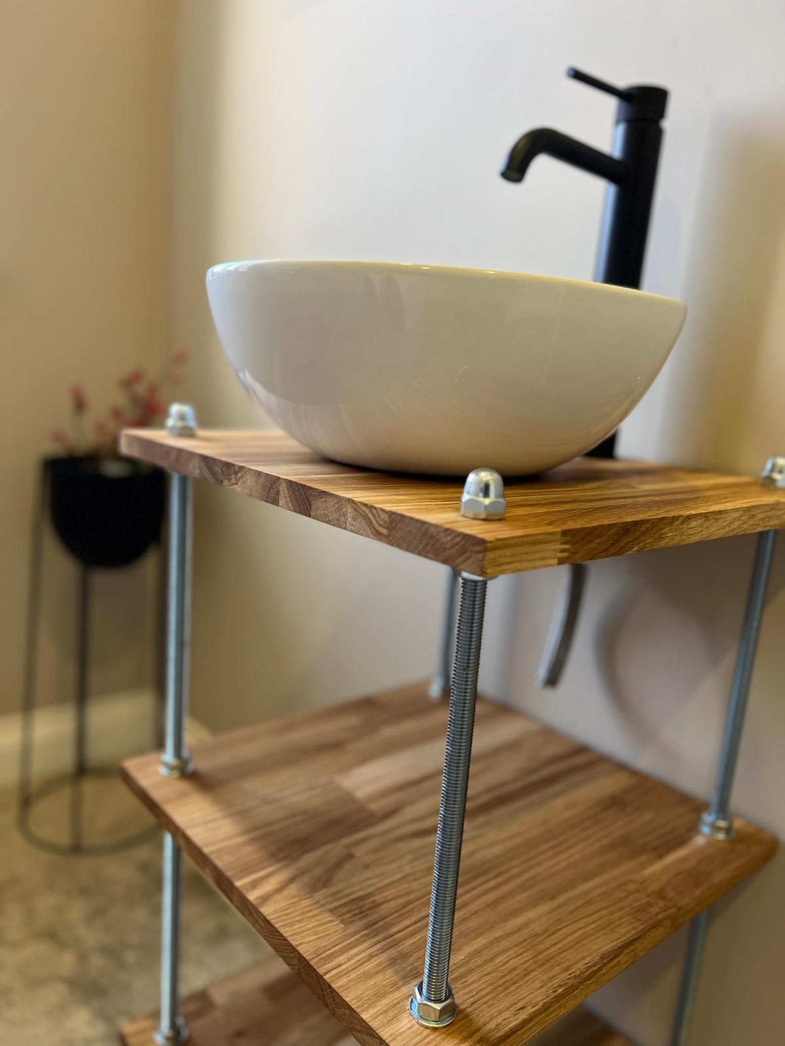 Handmade Bathroom Sink With Shelves (complete Washbasin Unit: Faucet ...