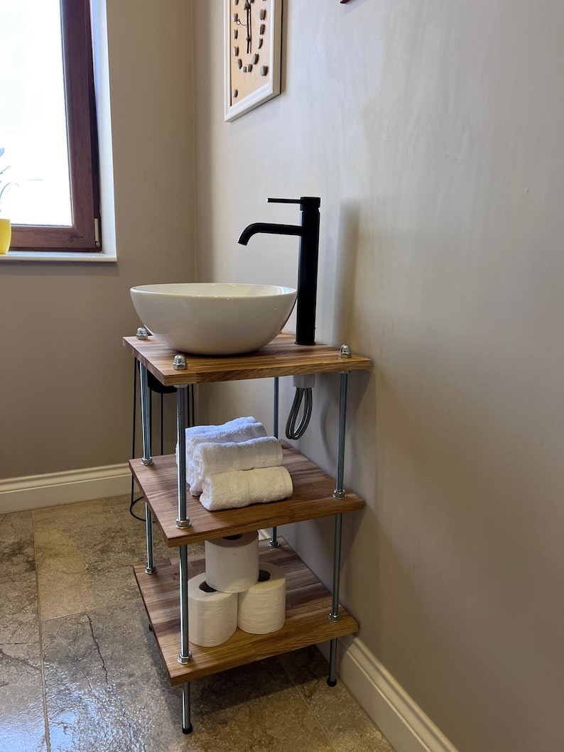 Handmade Bathroom Sink With Shelves (complete Washbasin Unit: Faucet ...