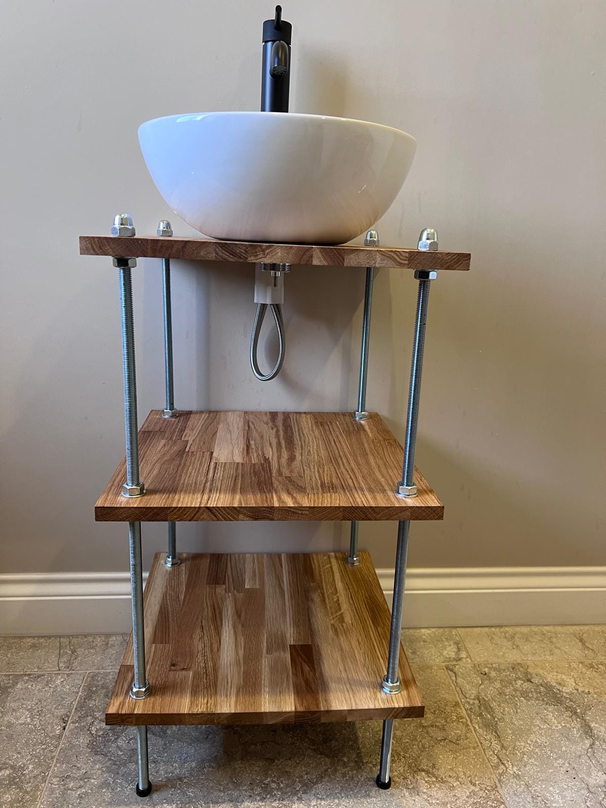 Handmade Bathroom Sink With Shelves (complete Washbasin Unit: Faucet ...