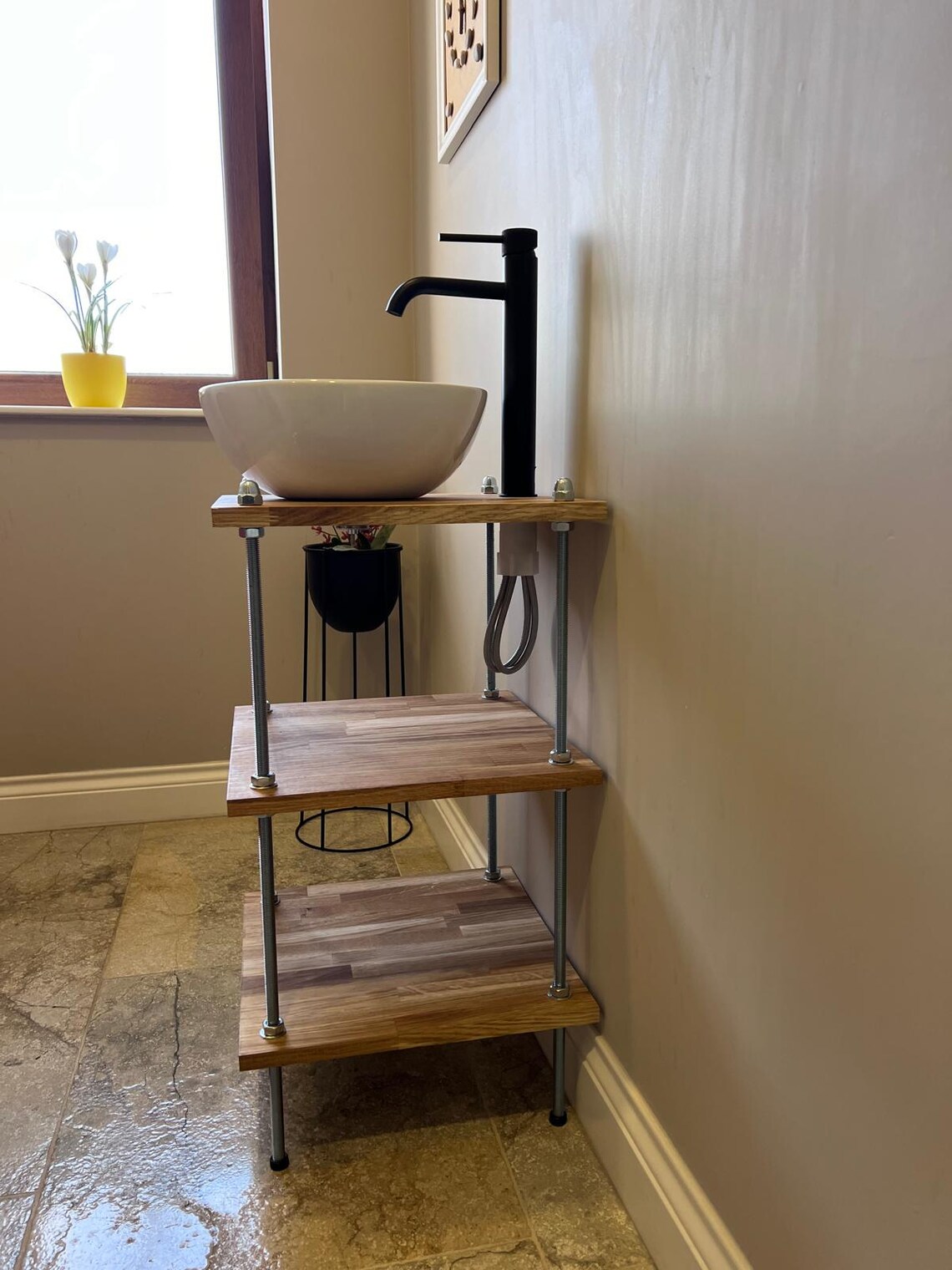 Handmade Bathroom Sink With Shelves (complete Washbasin Unit: Faucet ...