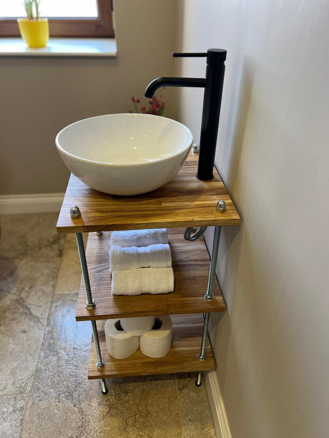 Handmade Bathroom Sink With Shelves (complete Washbasin Unit: Faucet ...