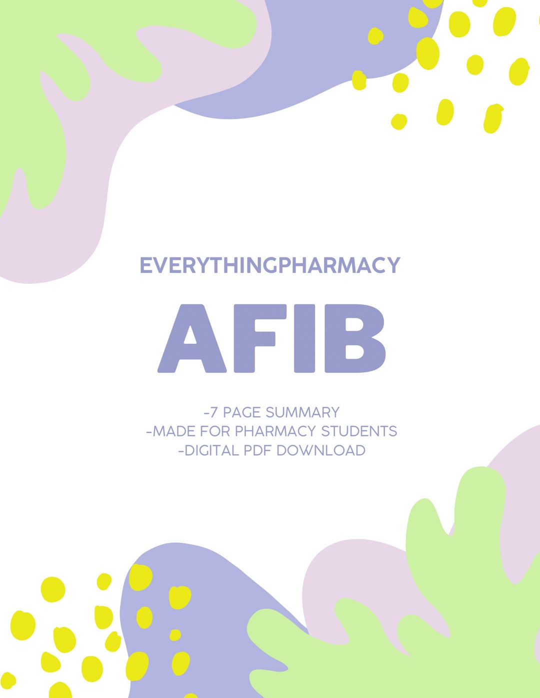 Atrial Fibrillation Study Guide & Cheat Sheet Pharmacy Students ...