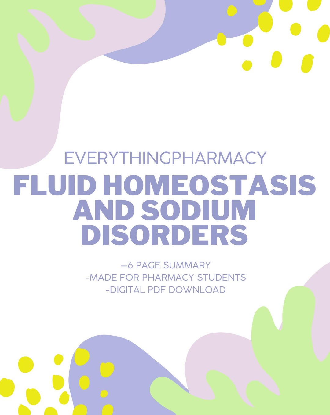 Sodium Disorders Summary & Cheat Sheet Pharmacy Students Healthcare ...