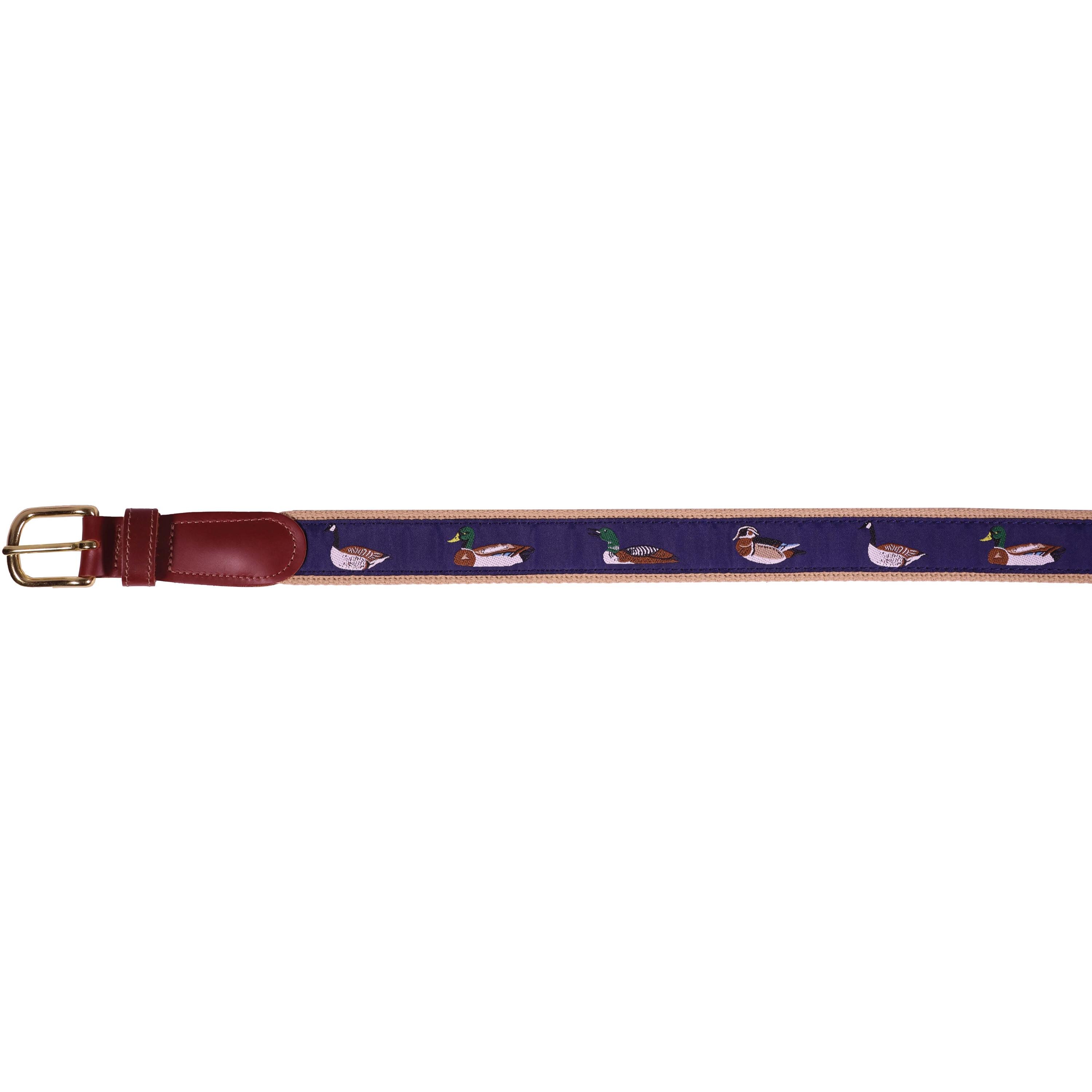 Solivisk Men’s Classic Navy Waterfowl Ribbon Belt Leather Tabs USA Made ...