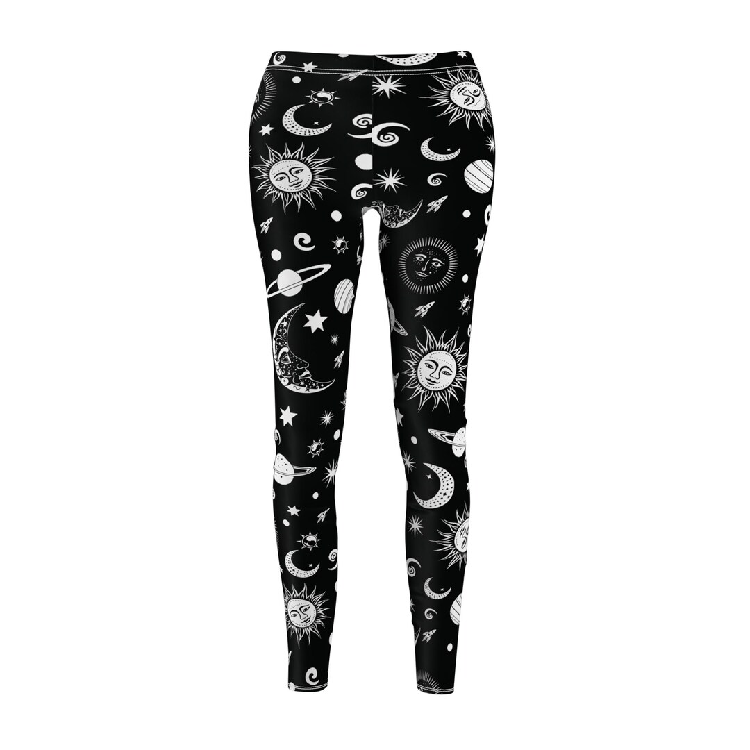 Celestial Sun Moon and Stars Boho Leggings Cosmic Design Yoga Pants ...