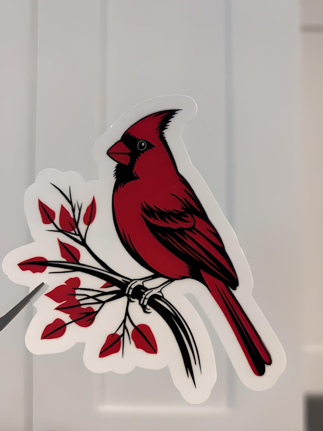 Red Cardinal Clear Vinyl Sticker Decal: DIY Craft, Flower Pot Decor - Etsy