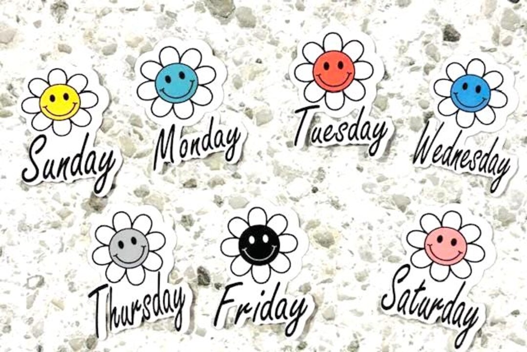 Days of the Week Smiley Planner Stickers, Planner Stickers Smiley Faces ...