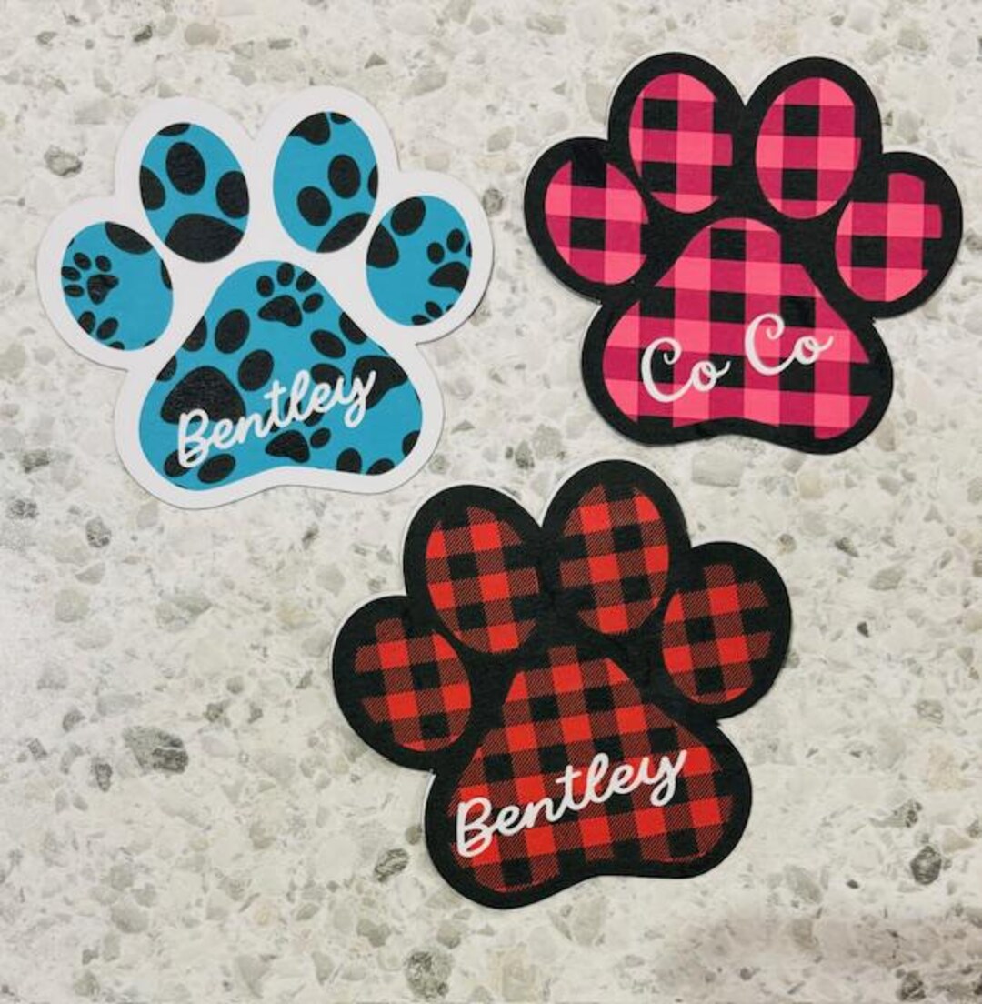 Custom Dog Paw Magnets, Plaid Dog Paw Magnets - Etsy