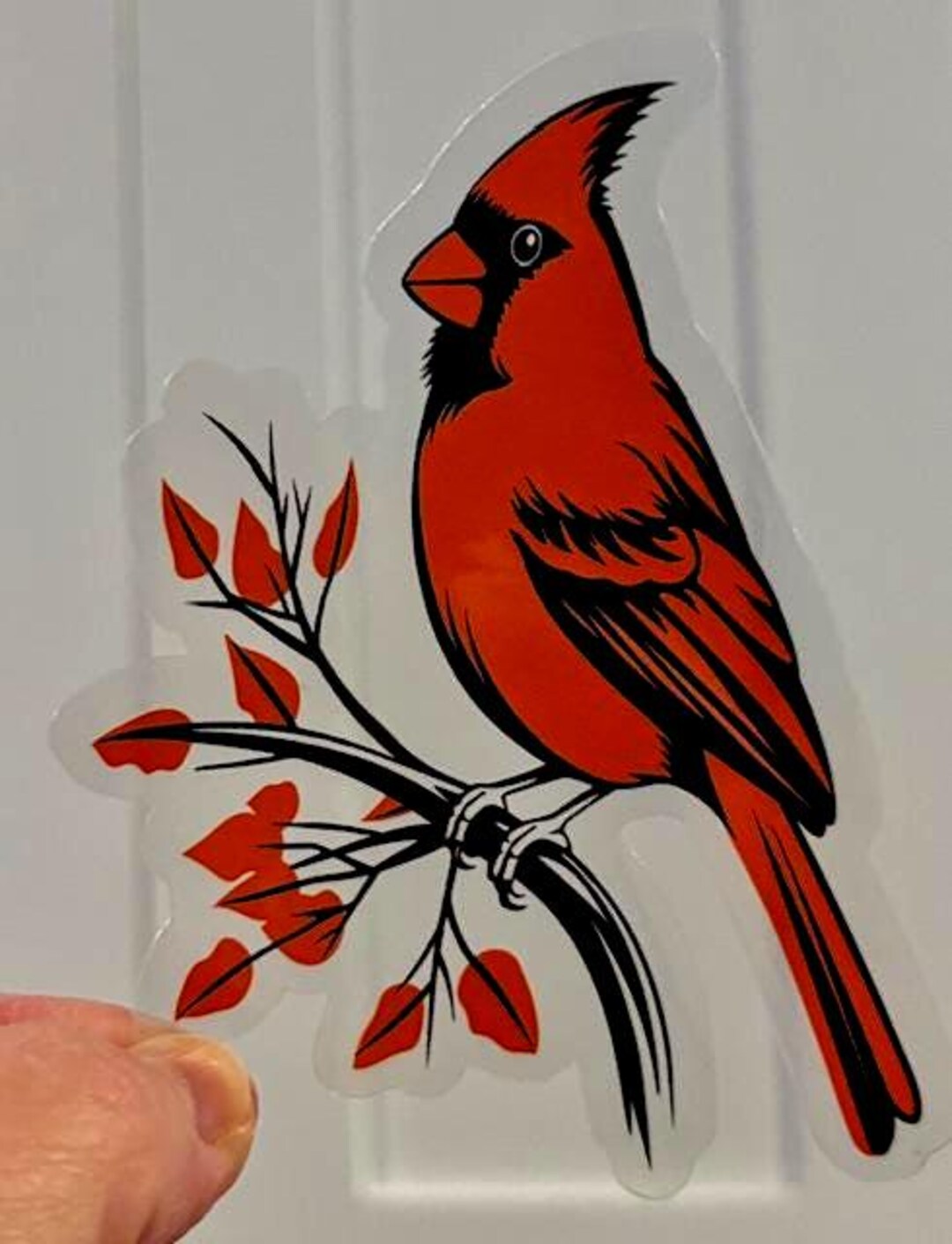 Red Cardinal Transparent Sticker Decal Set, Set of Two Red Cardinal ...