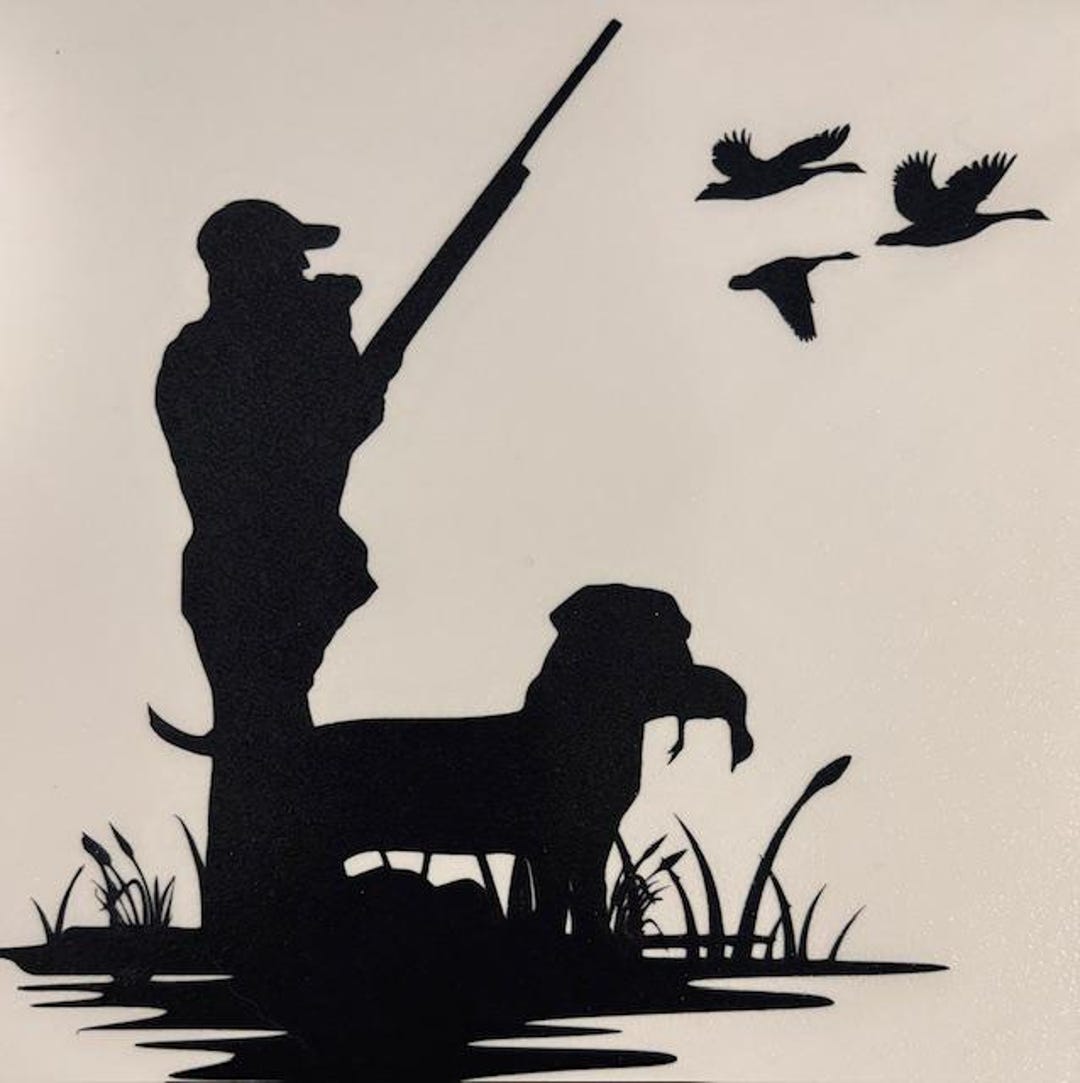 Duck Hunter Decal, Hunter and Dog Decal, Hunter and Hunting Dog Car ...