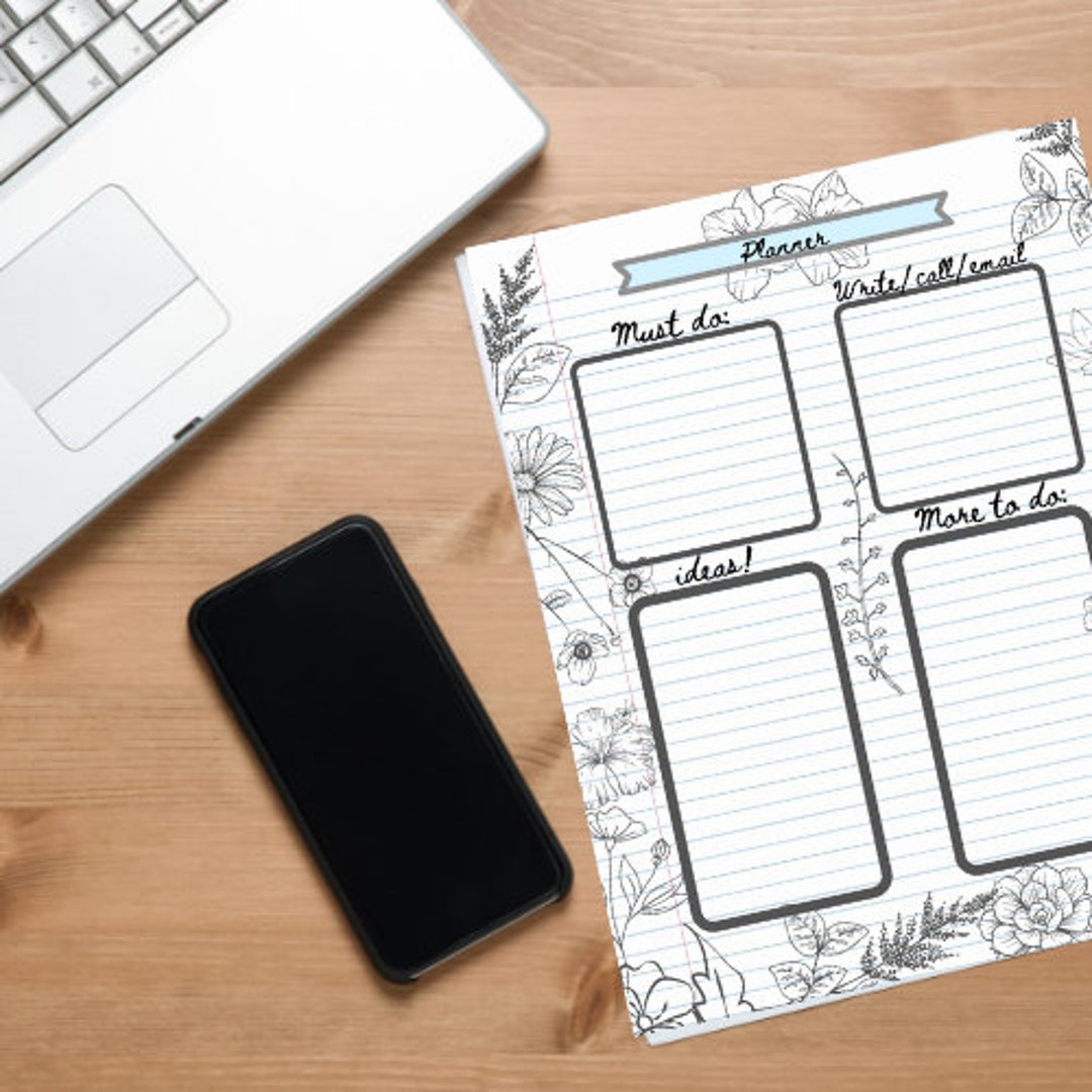 Daily Planner Sheets, Flowers, Boho, ADHD, List-lovers, Printable PDF ...