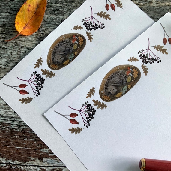 Hedgehog Writing Paper 'DIGITAL DOWNLOAD' PDF File. | Etsy