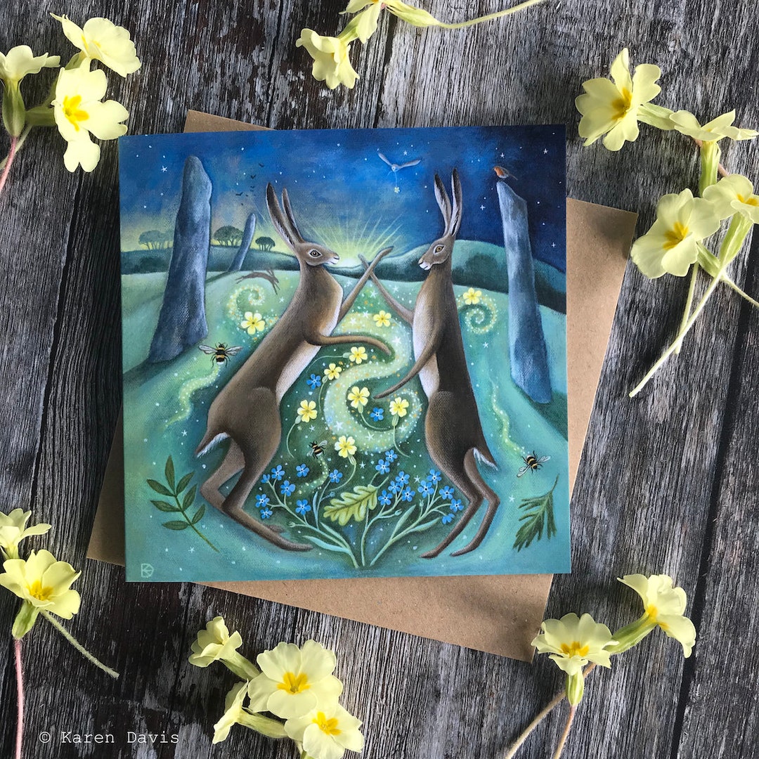 Stone, Scent and Spirit. Magical Hares Greeting Card X1. - Etsy