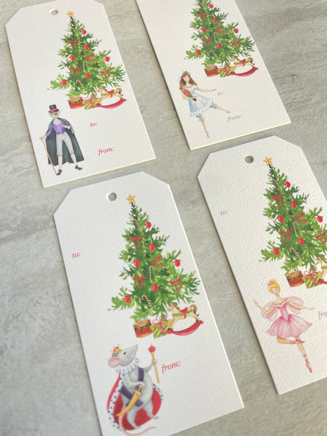 Nutcracker Ballet Watercolor Christmas Holiday Gift Tags Set of 8 With ...