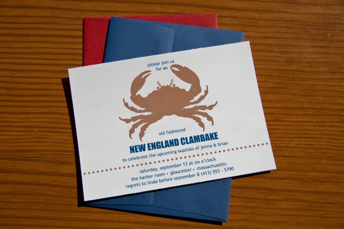 New England Clambake Invite Nautical Invitation Rehearsal | Etsy