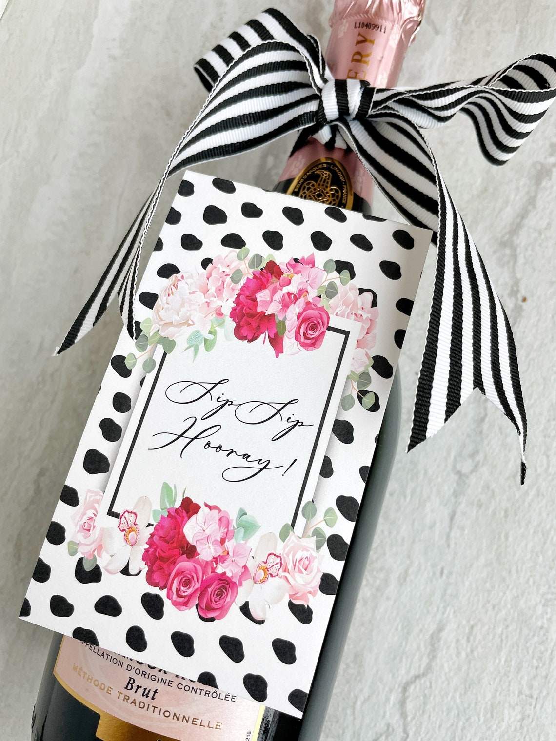 Sip Sip Hooray Modern Wine Bottle Gift Tag Set With Ribbon - Etsy