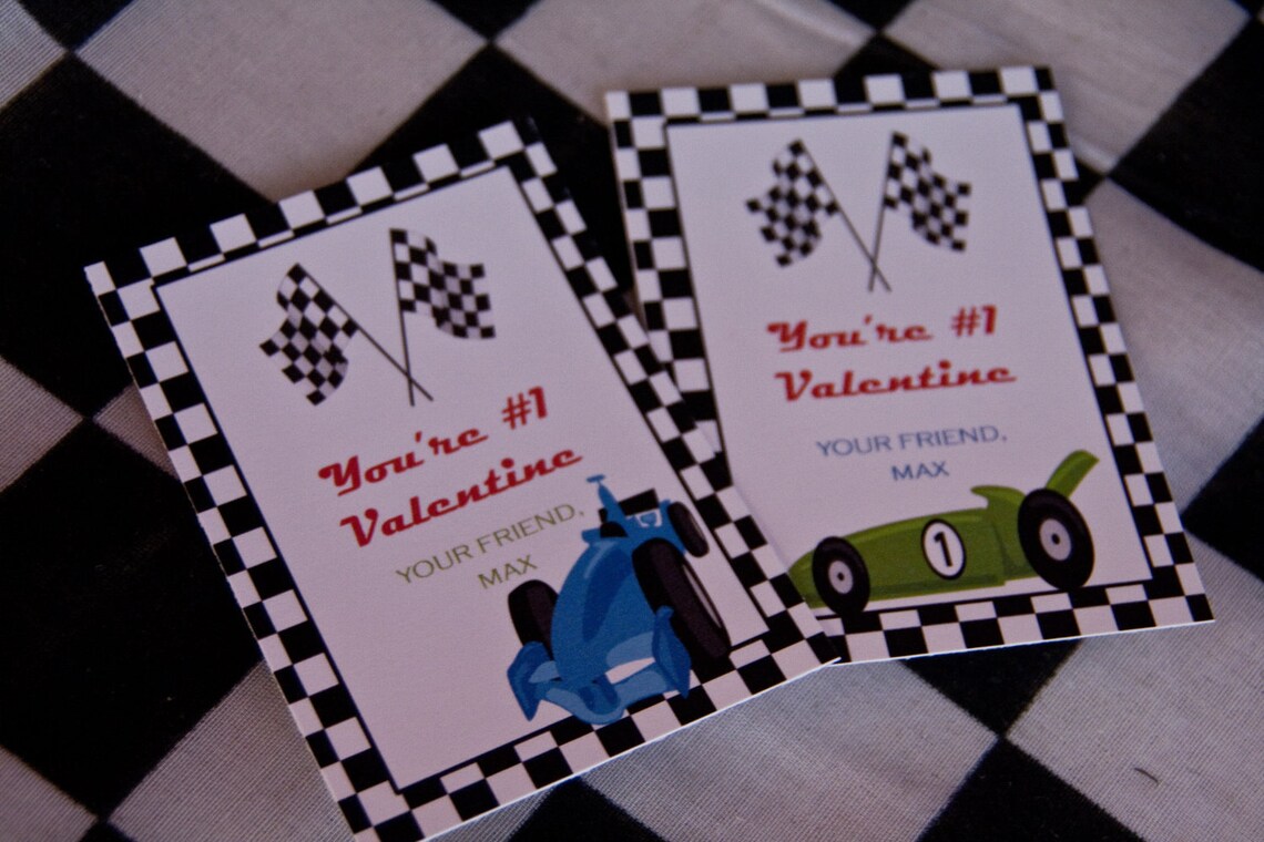 Race Car Boys Valentine Cards Cars Lunchbox Notes Set of 16 | Etsy