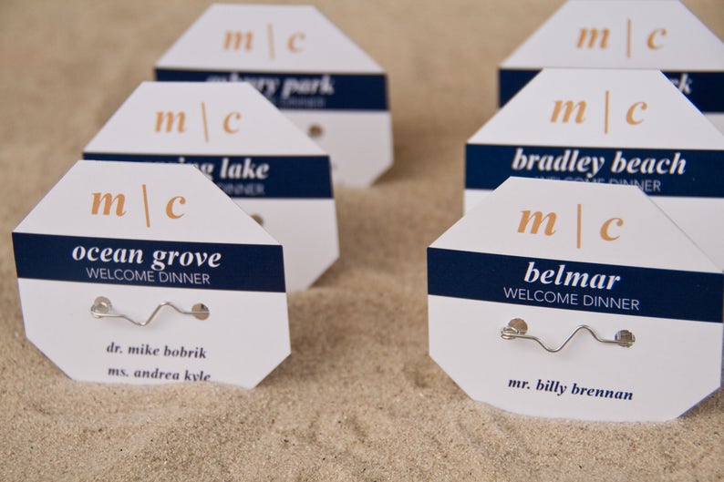 Beach Badge Wedding Place Cards Beach Tag Escort Cards | Etsy