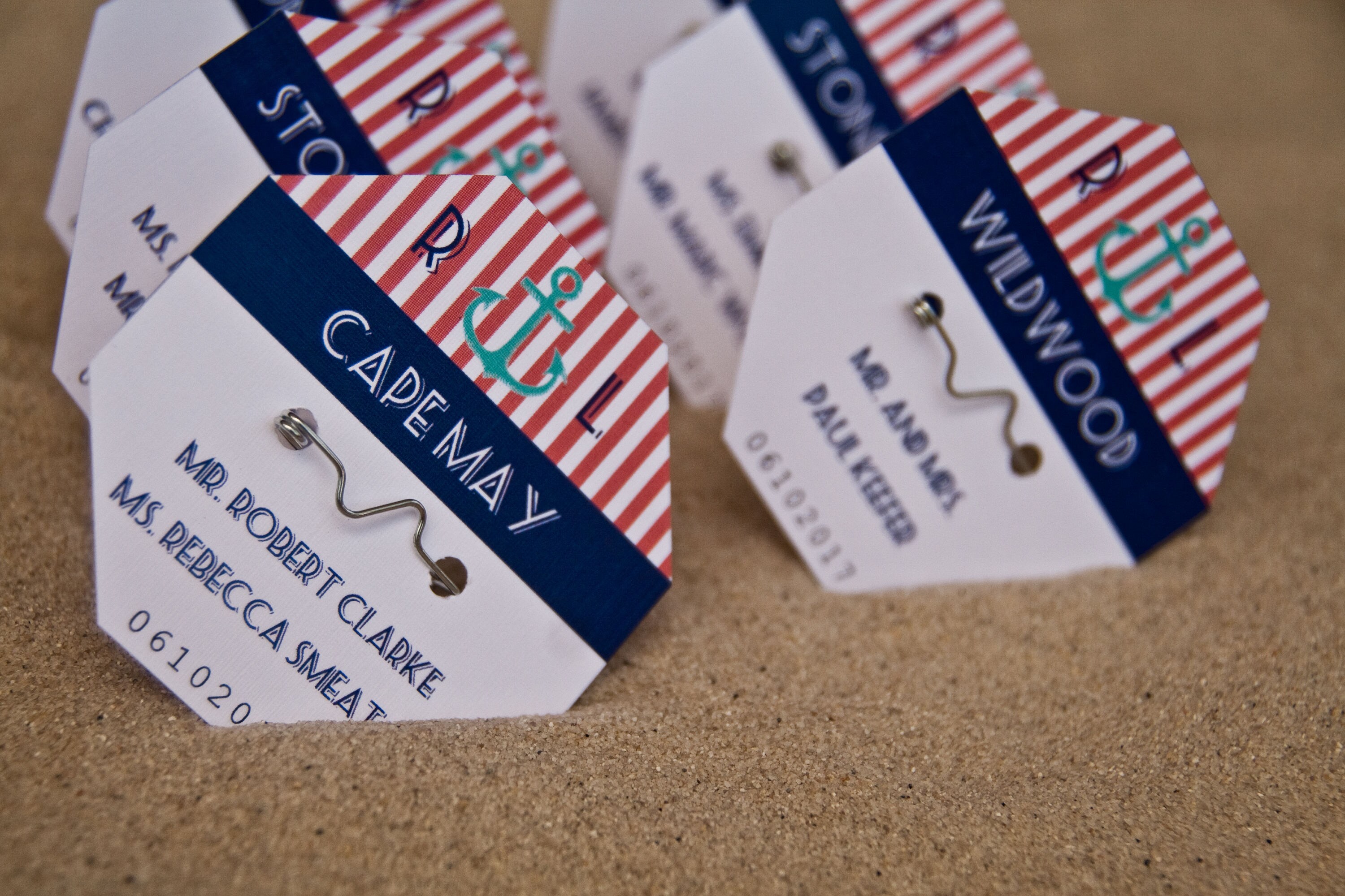 Beach Badge Wedding Place Cards Beach Tag Anchor Escort | Etsy