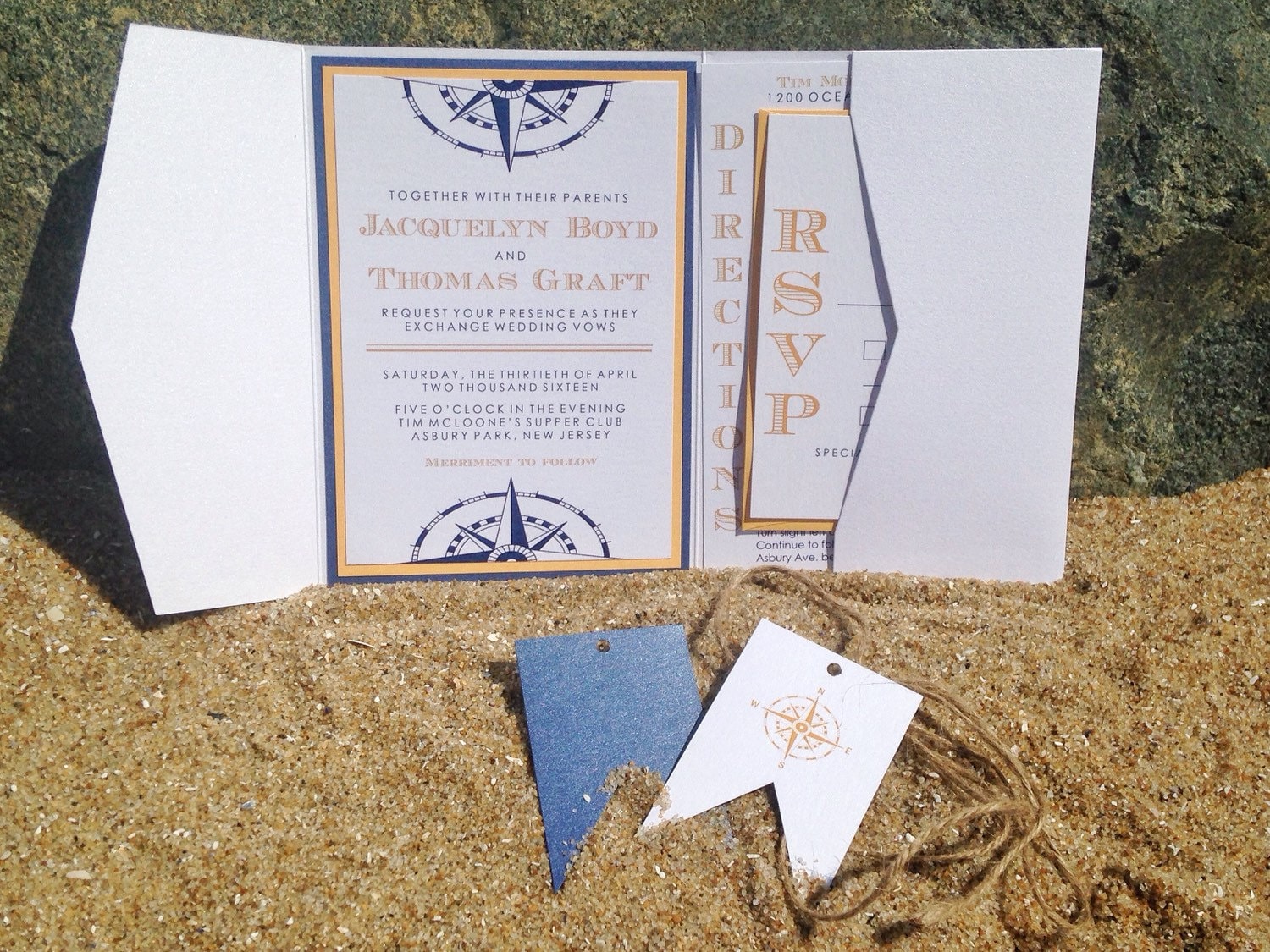 Nautical Compass Wedding Pocketfold Invitation Deposit - Etsy
