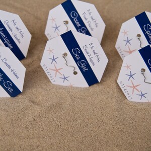 Beach Badge Wedding Place Cards | Beach Tag Starfish Escort Cards ...