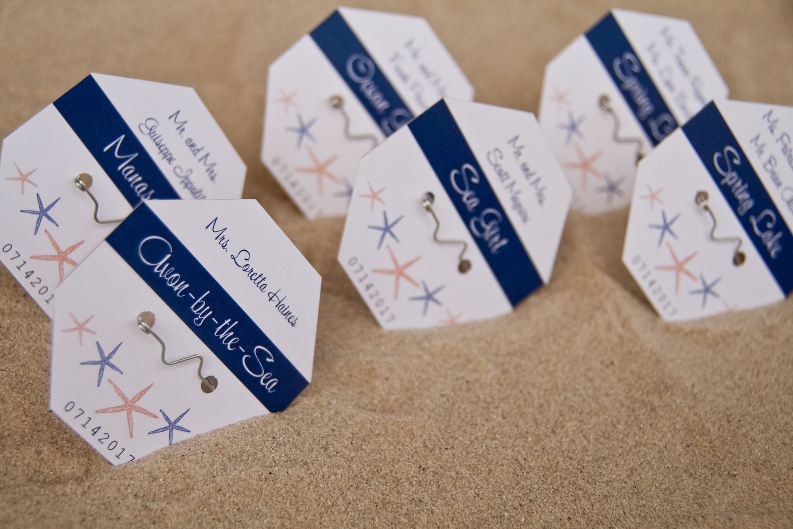 Beach Badge Wedding Place Cards Beach Tag Starfish Escort | Etsy