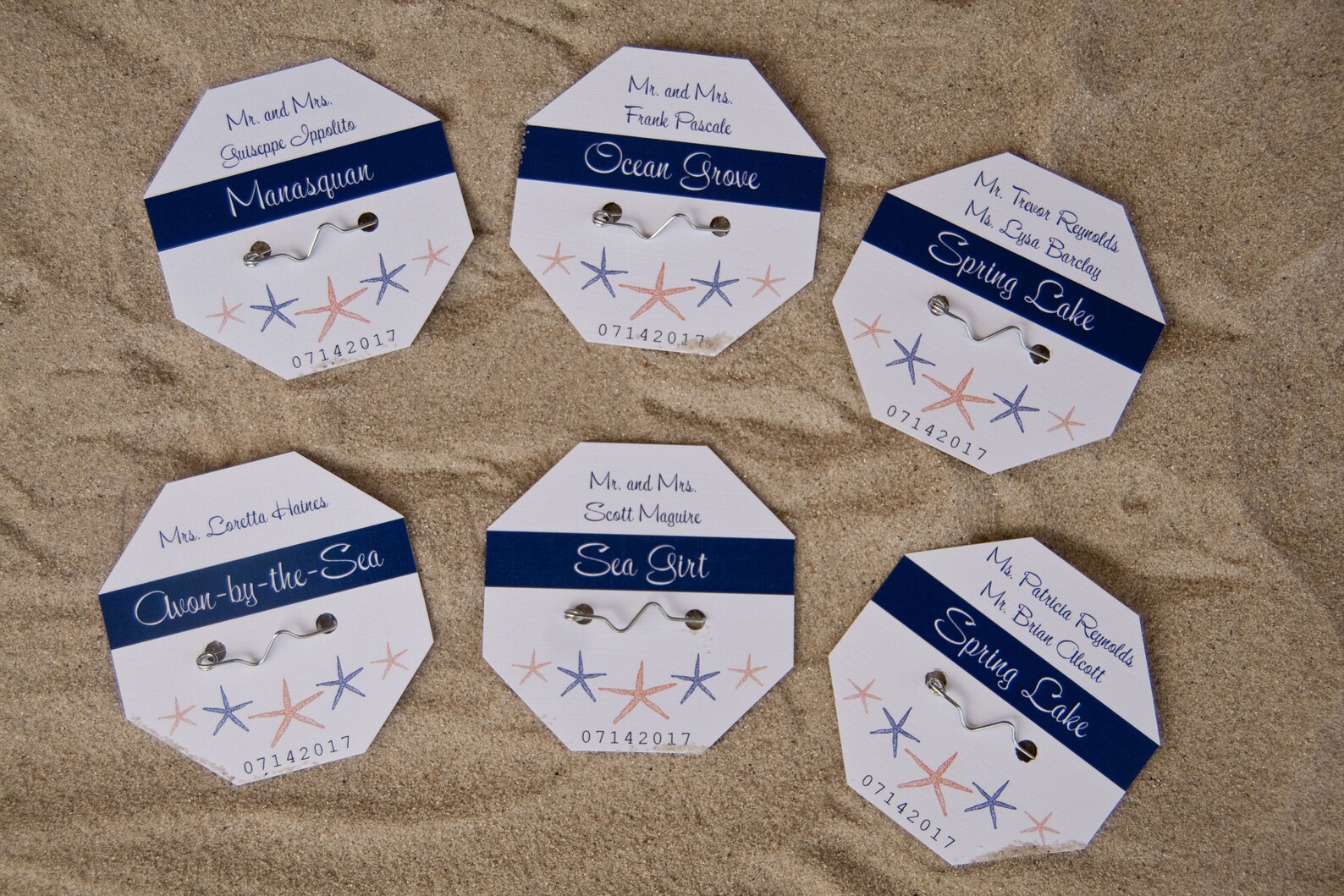 Beach Badge Wedding Place Cards Beach Tag Starfish Escort - Etsy