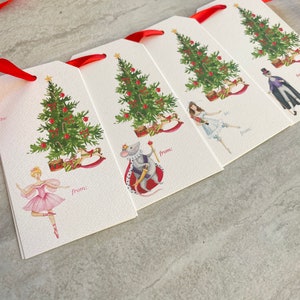 Nutcracker Ballet Watercolor Christmas Holiday Gift Tags Set of 8 With ...