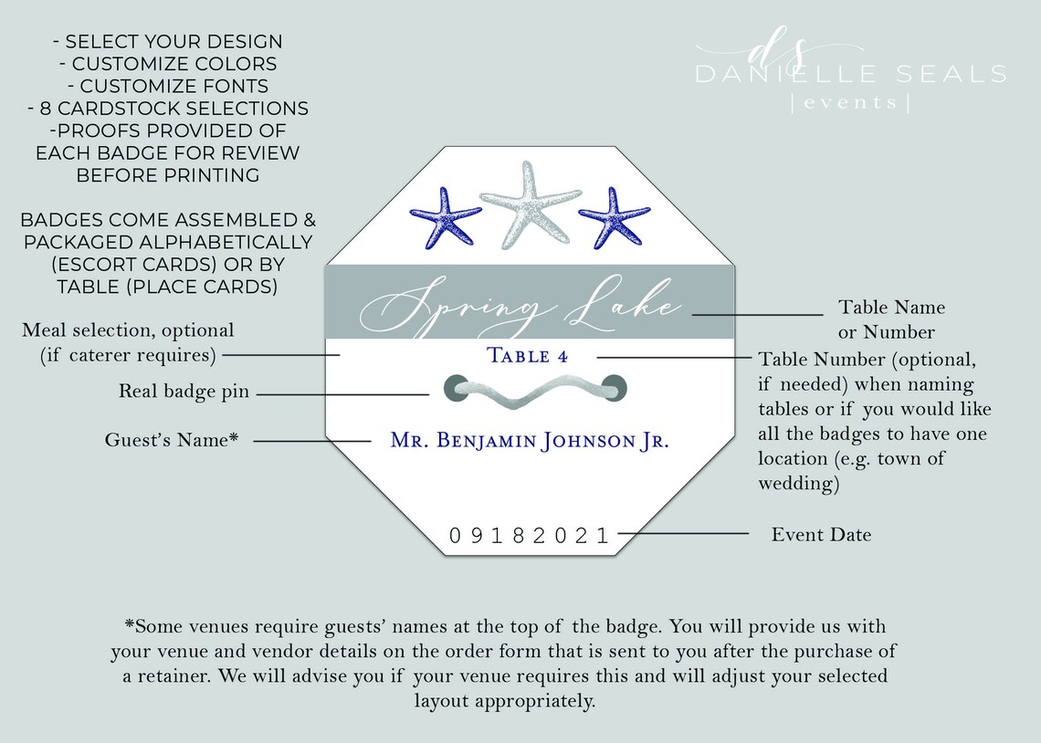 Beach Badge Wedding Place Cards Beach Tag Anchor Escort - Etsy