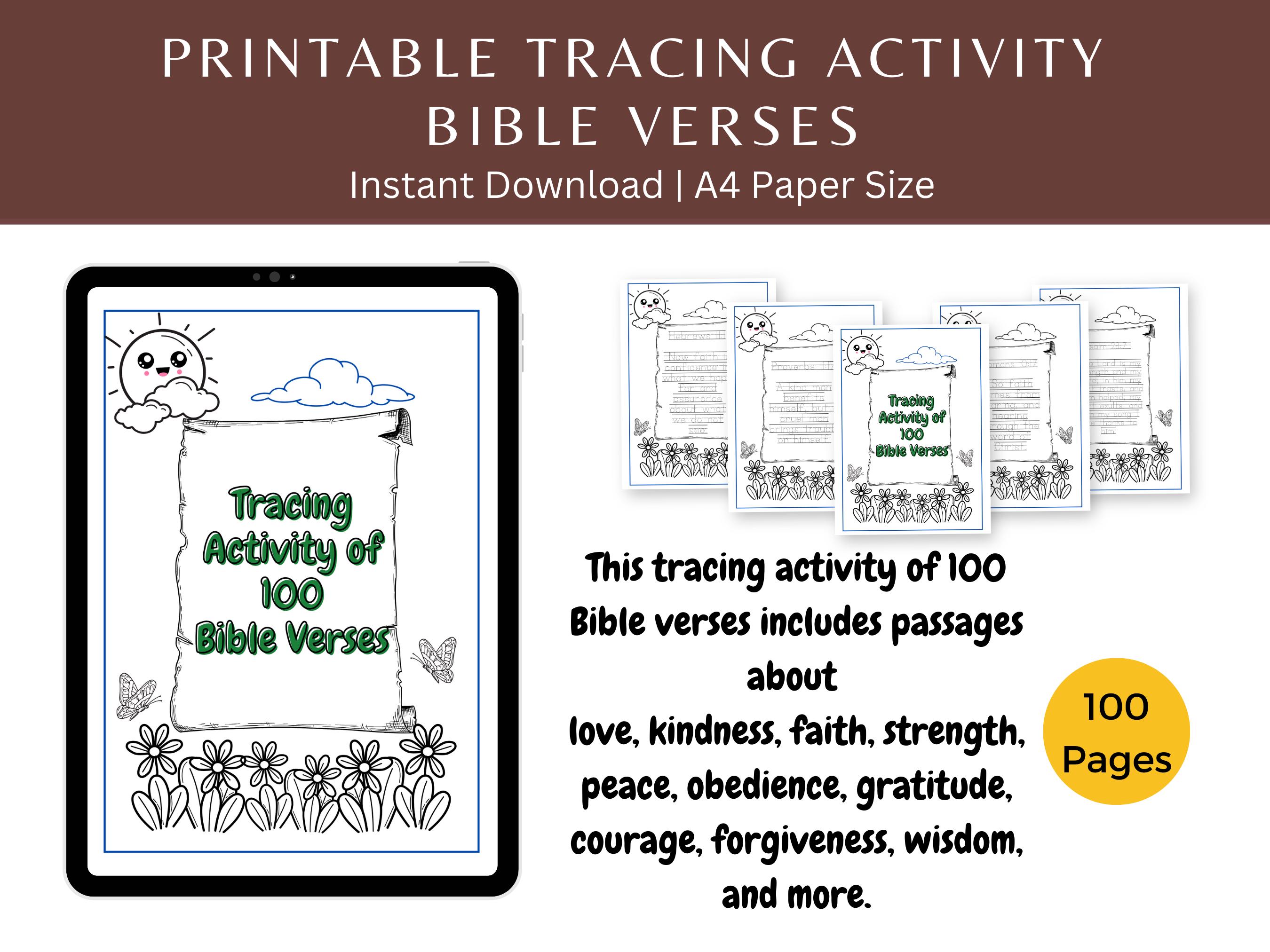100 Bible Verses Tracing Activity - Faith & Inspiration for Kids ...