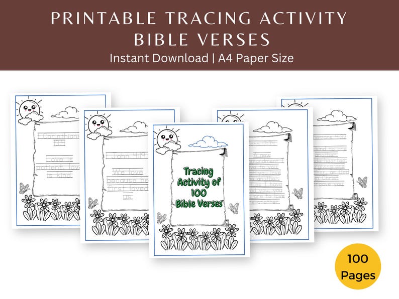100 Bible Verses Tracing Activity - Faith & Inspiration for Kids ...