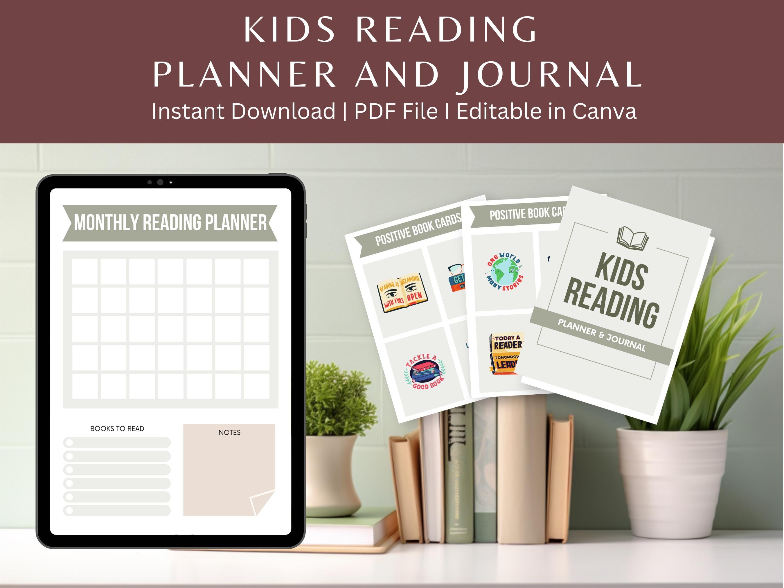 Kids Reading Planner and Journal, Kids Reading Log, Kids Reading ...