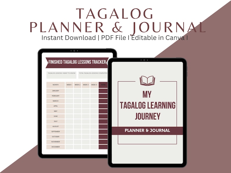 Tagalog Journal and Planner, Learning Tagalog Journal, Tagalog Planner ...