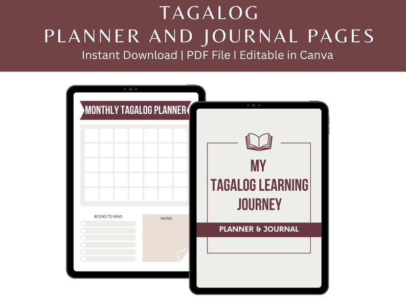 Tagalog Journal and Planner, Learning Tagalog Journal, Tagalog Planner ...