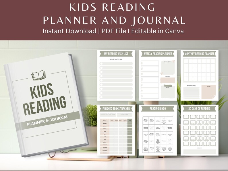 Kids Reading Planner and Journal, Kids Reading Log, Kids Reading ...