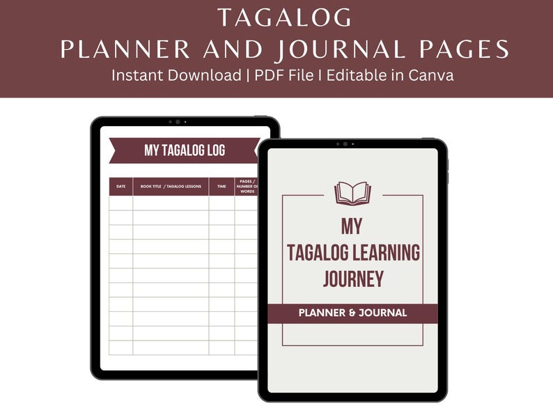 Tagalog Journal and Planner, Learning Tagalog Journal, Tagalog Planner ...