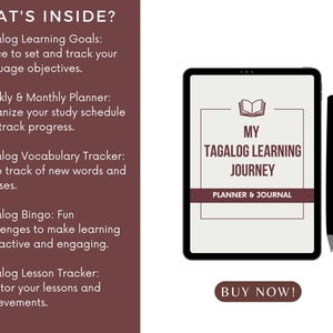 Tagalog Journal and Planner, Learning Tagalog Journal, Tagalog Planner ...
