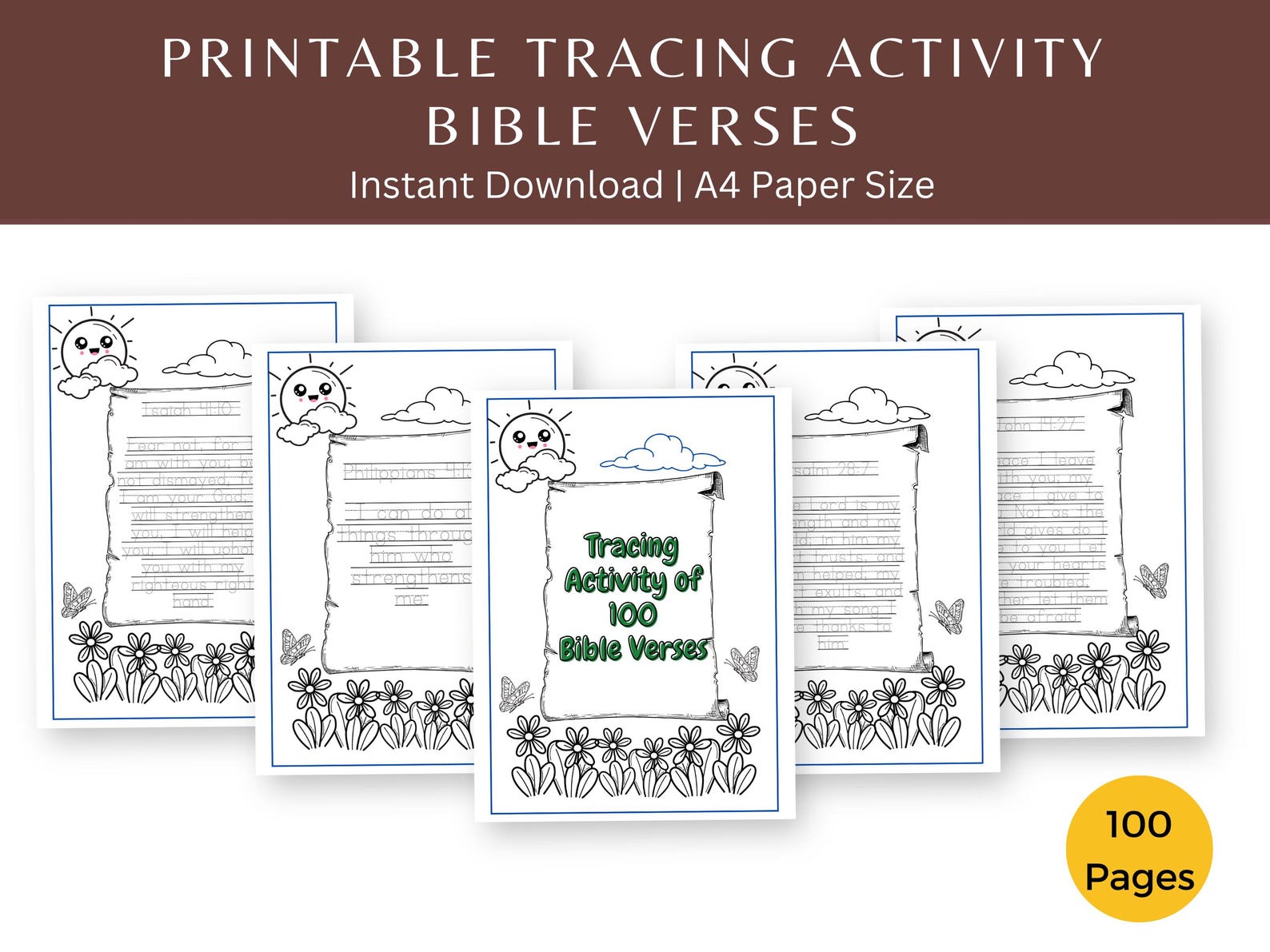 100 Bible Verses Tracing Activity - Faith & Inspiration for Kids ...