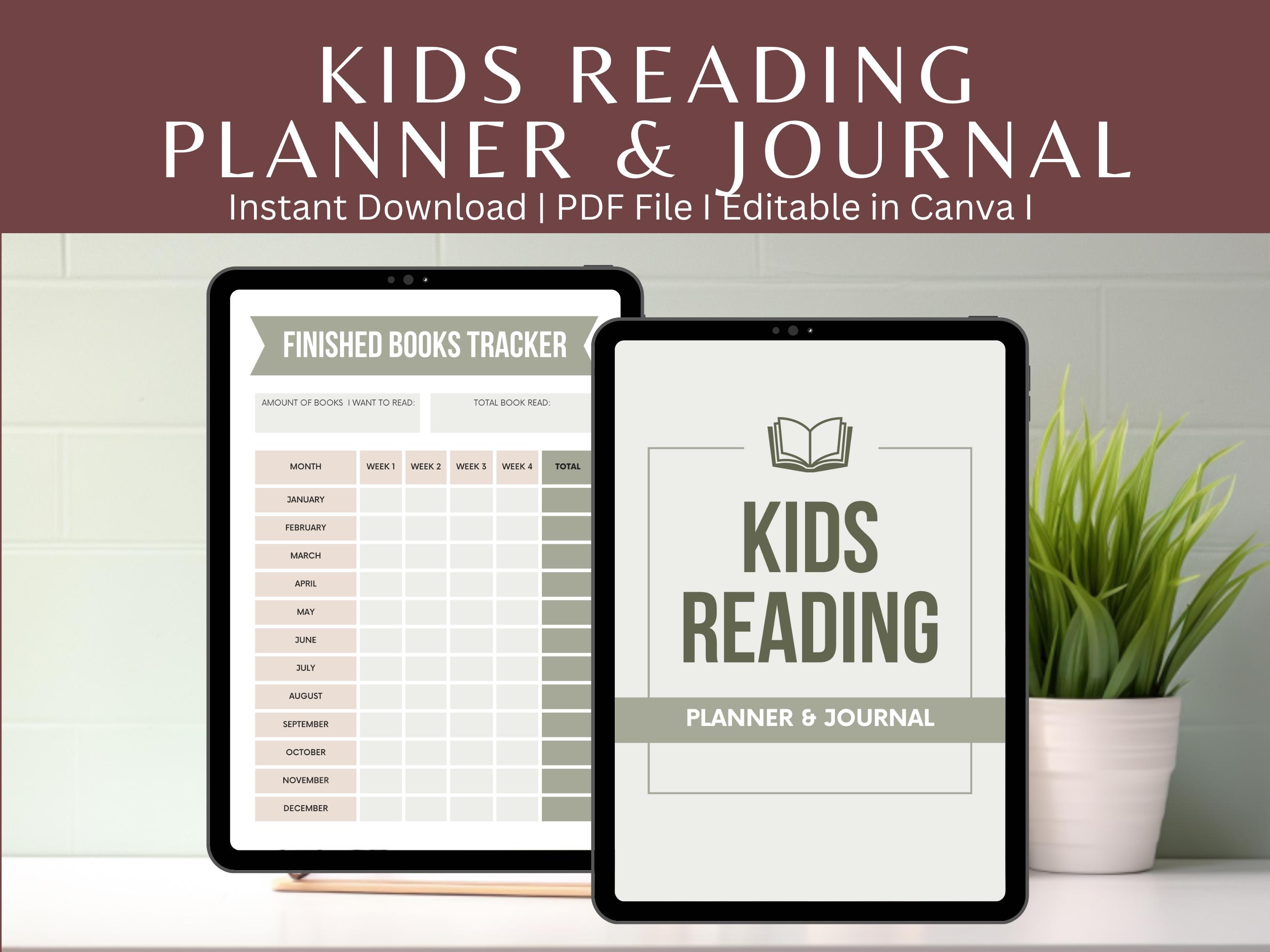 Kids Reading Planner and Journal, Kids Reading Log, Kids Reading ...