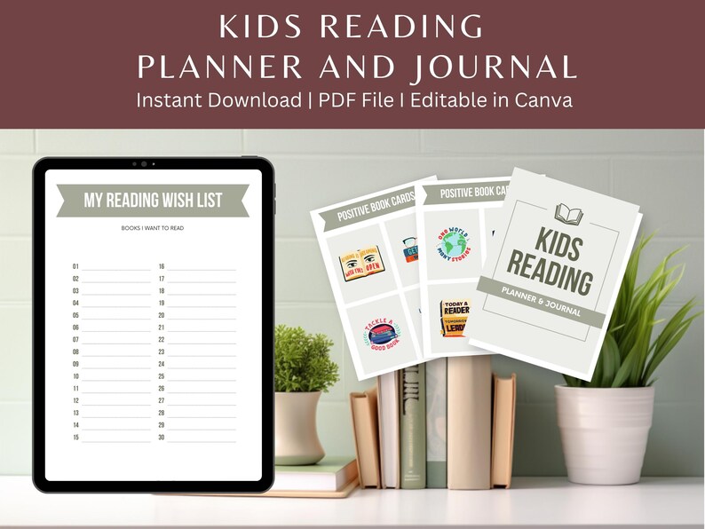 Kids Reading Planner and Journal, Kids Reading Log, Kids Reading ...