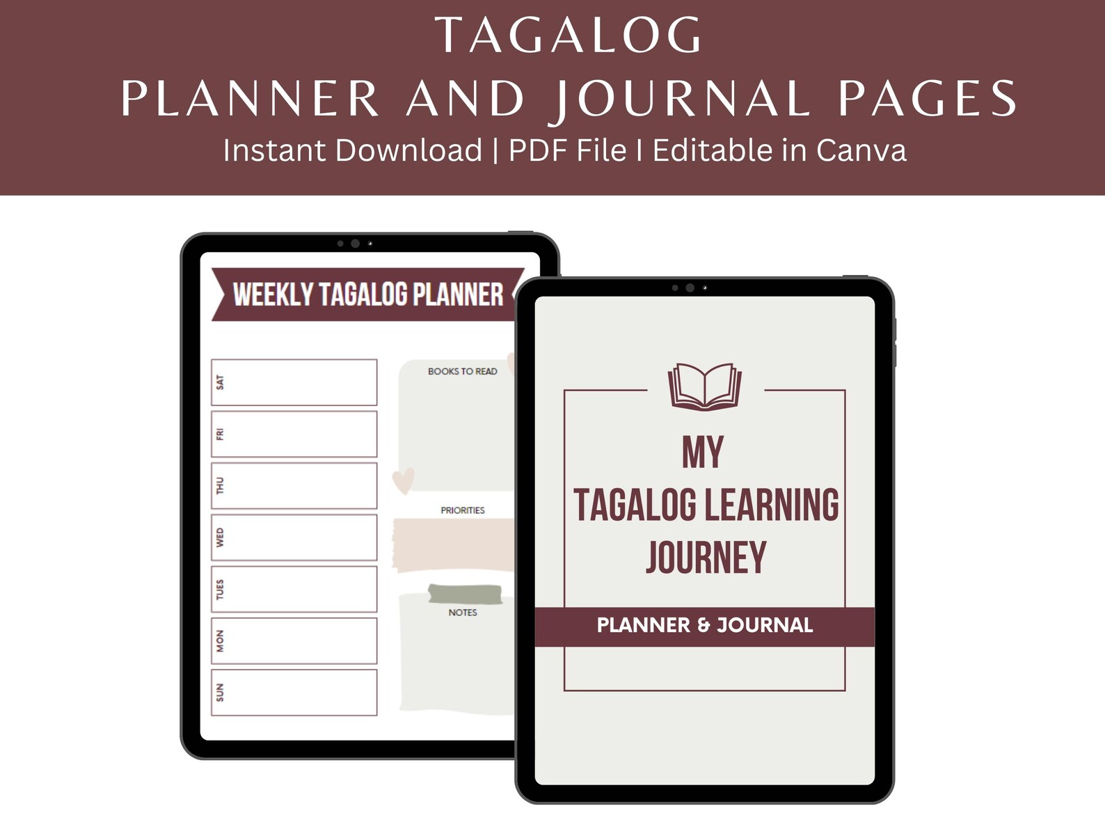 Tagalog Journal and Planner, Learning Tagalog Journal, Tagalog Planner ...