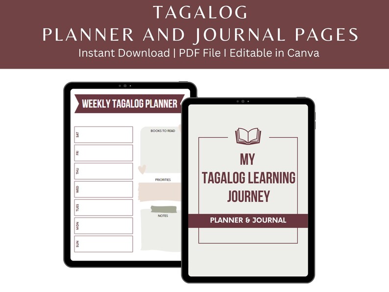 Tagalog Journal and Planner, Learning Tagalog Journal, Tagalog Planner ...