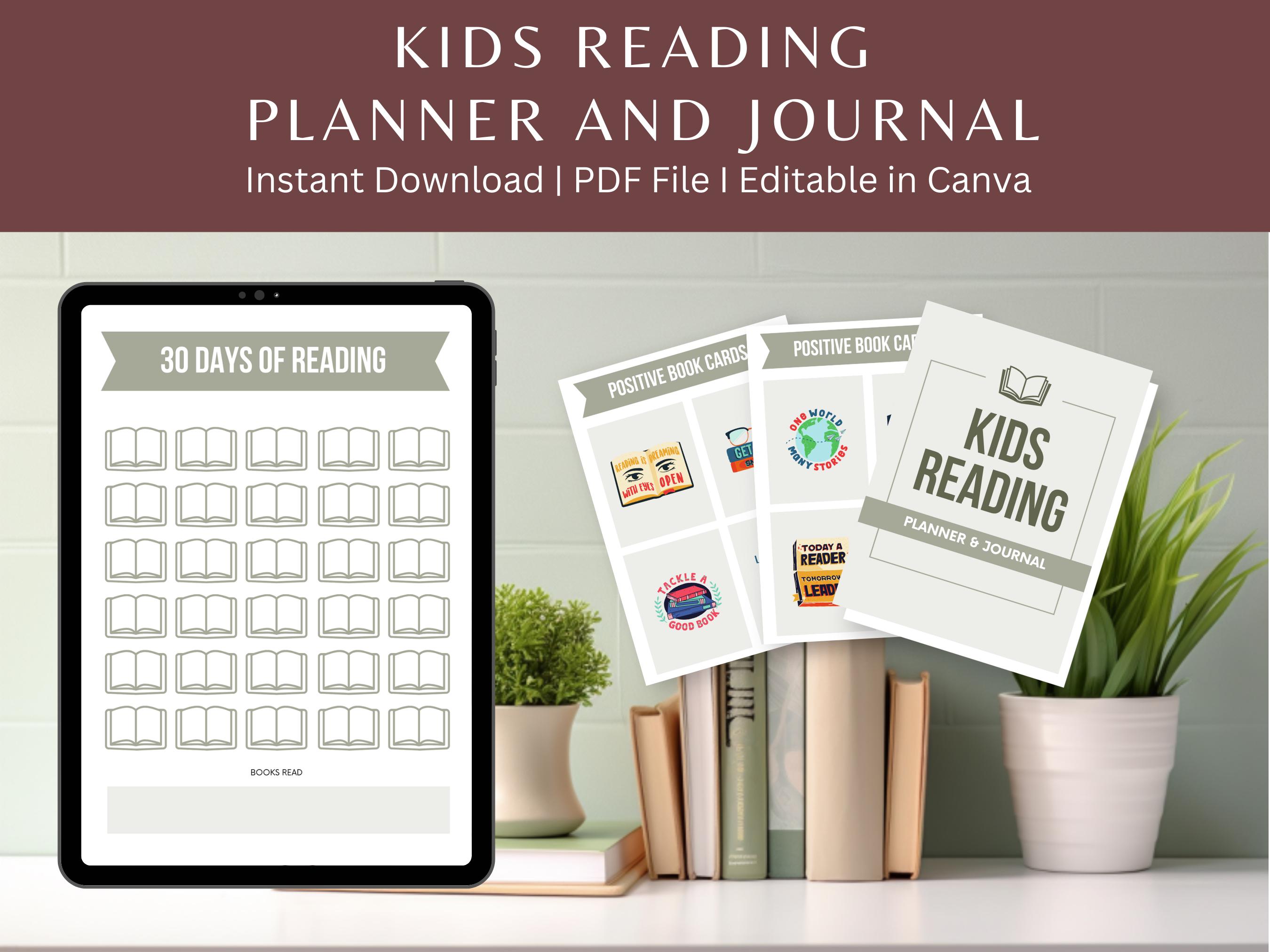Kids Reading Planner and Journal, Kids Reading Log, Kids Reading ...