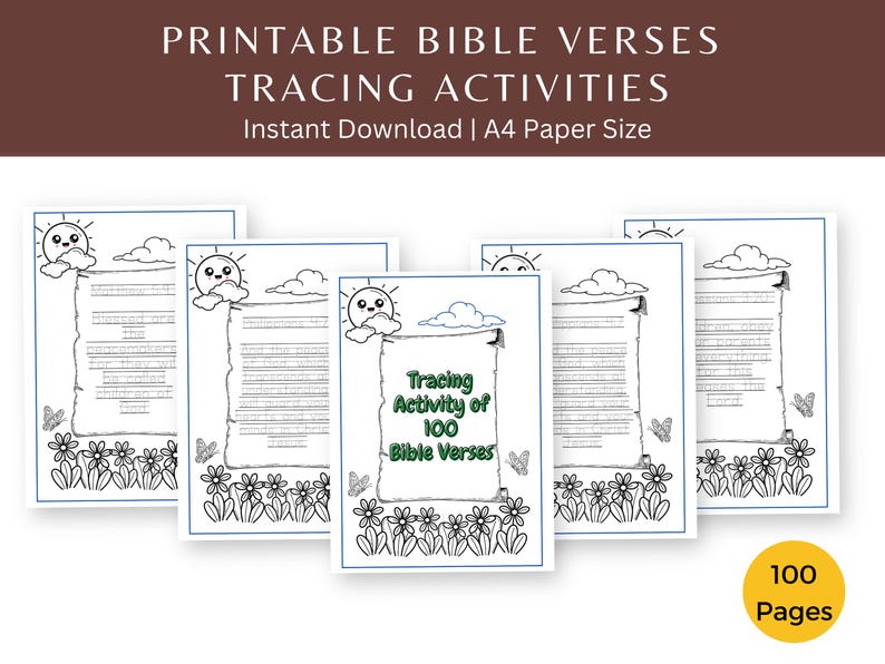 100 Bible Verses Tracing Activity - Faith & Inspiration for Kids ...